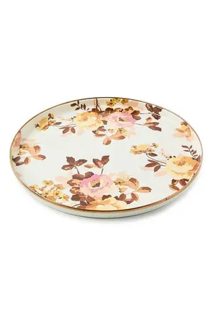 MACKENZIE-CHILDS Wild Rose Enamel Round Tray - White