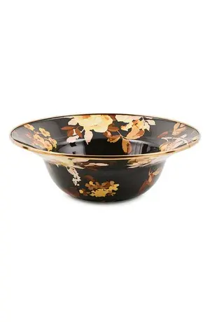 MACKENZIE-CHILDS Wild Rose Enameled Steel Serving Bowl - Brown