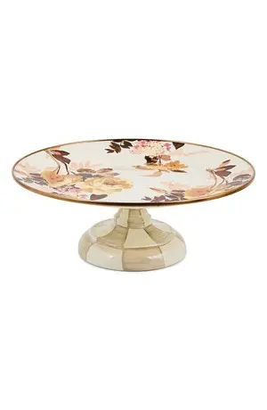 MACKENZIE-CHILDS Wild Rose Small Pedestal Platter - White