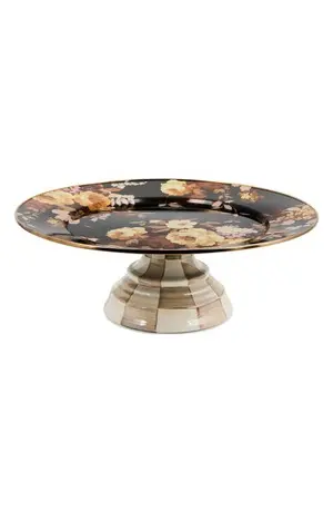 MACKENZIE-CHILDS Wild Rose Large Pedestal Platter - Brown