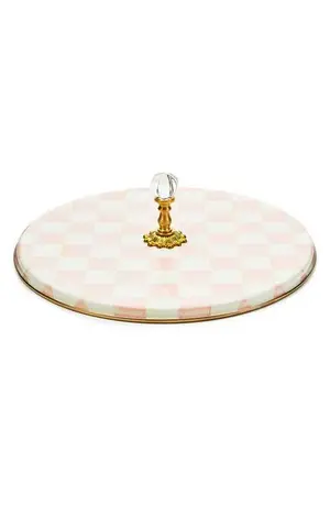 MACKENZIE-CHILDS Royal Check Enameled Steel Cheese Course - Rosy