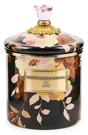 MACKENZIE-CHILDS Wild Rose Small Enameled Steel Canister - Brown