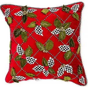 MACKENZIE-CHILDS Holly Lattice Throw Pillow - Red