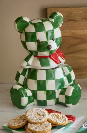 MACKENZIE-CHILDS Check It Out Bear Cookie Jar