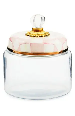 MACKENZIE-CHILDS Check Small Kitchen Canister - Rosy