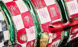 MACKENZIE-CHILDS Check It Out Train Glass Ornament