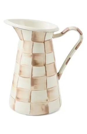 MACKENZIE-CHILDS Check Medium Enameled Steel Practical Pitcher - Mocha