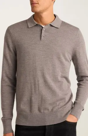 Bonobos Long Sleeve Merino Wool Polo Sweater
