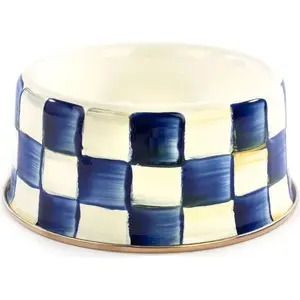 MACKENZIE-CHILDS Medium Check Pet Dish - Royal