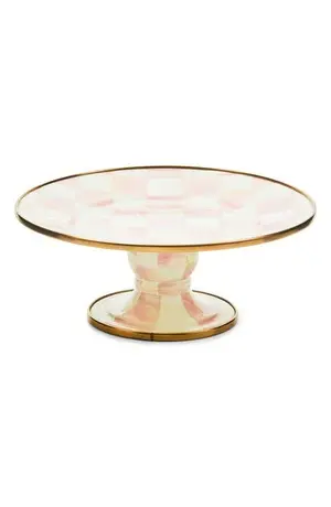 MACKENZIE-CHILDS Check Mini Pedestal Platter - Rosy