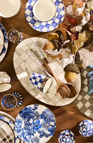 MACKENZIE-CHILDS Large Check Oval Platter - Mocha