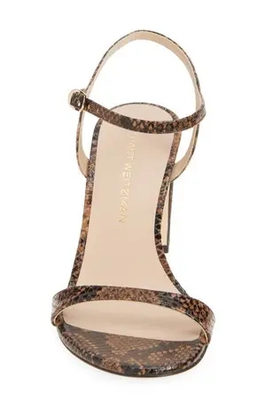 STUART WEITZMAN Babette 85 Snakeskin Embossed Ankle Strap Sandal