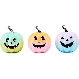 MACKENZIE-CHILDS Trick Or Treat Set Of 3 Illuminated Jack O' Lanterns - Blue