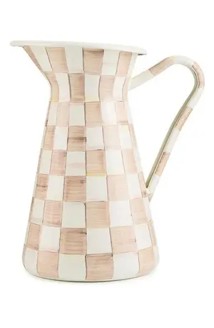 MACKENZIE-CHILDS Check Large Enameled Steel Practical Pitcher - Mocha
