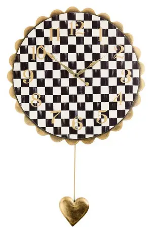 MACKENZIE-CHILDS Check Heart Pendant Wall Clock - Courtly