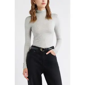 OPEN EDIT Knit Turtleneck - Medium Grey Heather