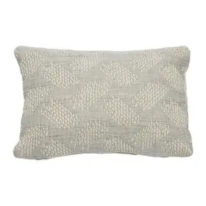 STORIED HOME Woven Cotton Jacquard Lumbar Pillow - Greige
