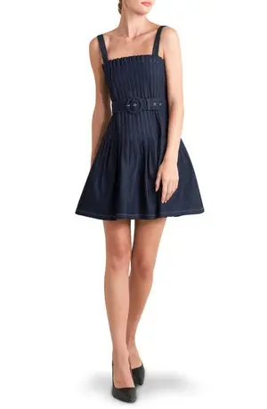 FREEMARKET Pleated Bodice Denim Mini Dress