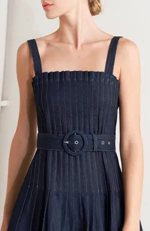 FREEMARKET Pleated Bodice Denim Mini Dress