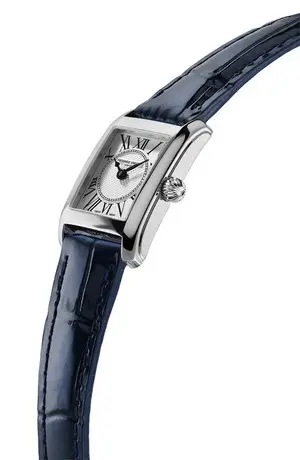 FREDERIQUE CONSTANT Carrée Leather Strap Watch - Blue