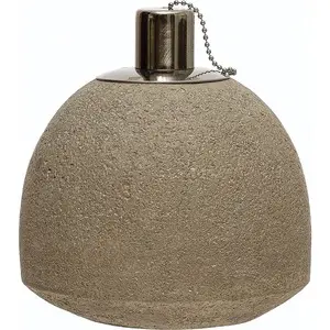 STORIED HOME Sandstone Oil Lamp - Grey