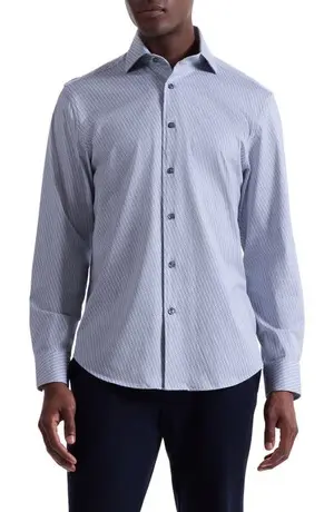 Bugatchi Devon Ooohcotton® Geo Print Button-up Shirt Air Blue