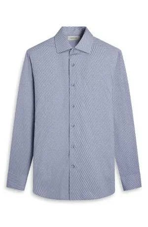 Bugatchi Devon Ooohcotton® Geo Print Button-up Shirt - Air Blue