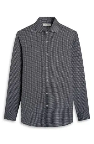 Bugatchi Devon Ooohcotton® Geo Print Button-up Shirt - Black
