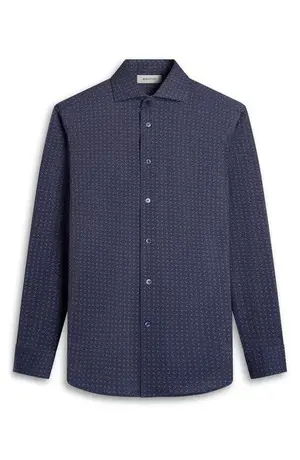 Bugatchi Devon Ooohcotton® Geo Print Button-up Shirt - Night Blue