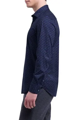 Bugatchi James Ooohcotton® Geo Print Button-up Shirt - Navy