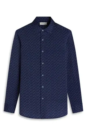Bugatchi James Ooohcotton® Geo Print Button-up Shirt - Navy