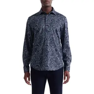 Bugatchi James Ooohcotton® Floral Stripe Button-up Shirt - Navy