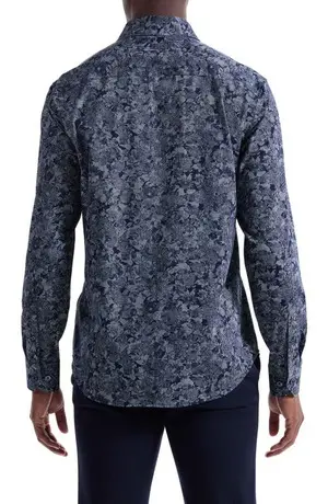Bugatchi James Ooohcotton® Floral Stripe Button-up Shirt - Navy