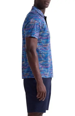 Bugatchi Hendrix Digital Linear Leaf Print Pima Cotton Polo