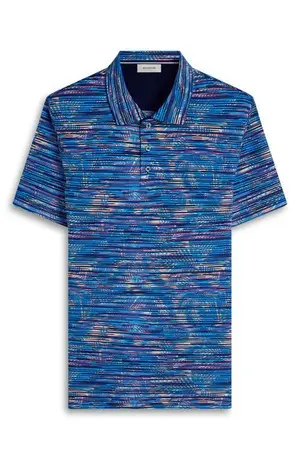 Bugatchi Hendrix Digital Linear Leaf Print Pima Cotton Polo