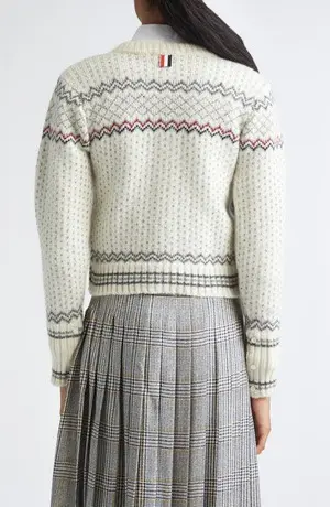 Thom Browne Fair Isle Float Jacquard Wool And Cashmere Cardigan