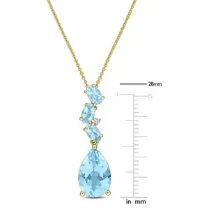 JULIANNA B. 10k Yellow Gold Gemstone And Diamond Drop Necklace