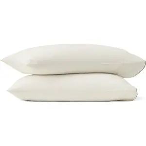 BOLL & BRANCH Signature Set Of 2 Piped Edge Pillowcases - Cream/olivine