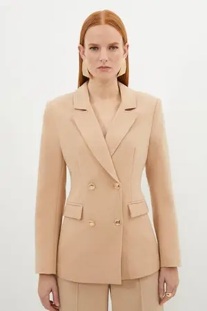 Karen Millen Tailored Double Breasted Blazer - Camel