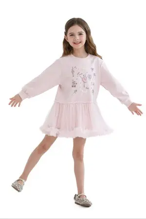 MIMI TUTU Ballet Ruffle Bow Dress - Pink