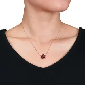 JULIANNA B. 10k Rose Gold Gemstone And Diamond Floral Necklace