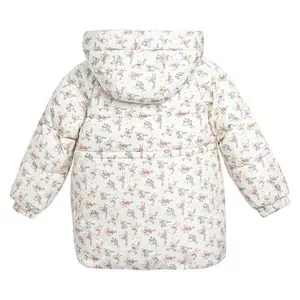 MIMI TUTU Floral Bow Hooded Coat - Cream