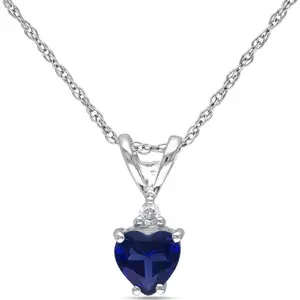 JULIANNA B. Gemstone And Diamond Solitaire Heart Necklace - Created Sapphire