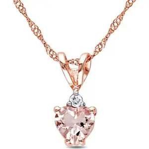 JULIANNA B. Gemstone And Diamond Solitaire Heart Necklace - Morganite/rose Gold