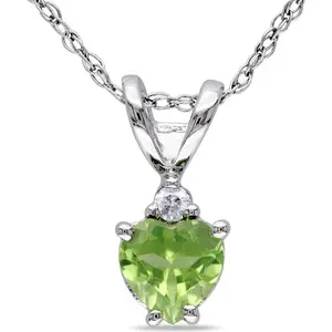 JULIANNA B. Gemstone And Diamond Solitaire Heart Necklace - Peridot