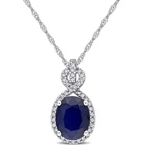 JULIANNA B. Gemstone And Diamond Infinity Halo Necklace - Sapphire