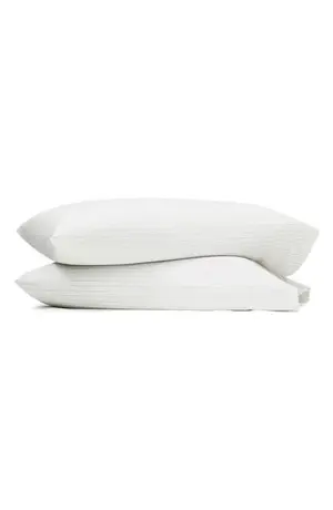 BOLL & BRANCH Set Of 2 Stripe Percale Hemmed Pillowcases - White/oak