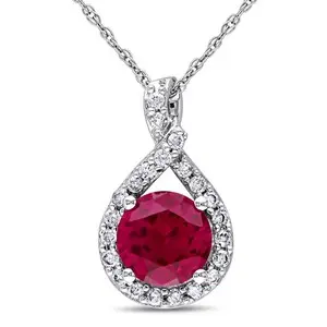 JULIANNA B. 10k White Gold Gemstone And Diamond Teardrop Necklace