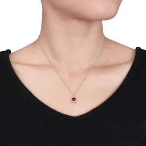 JULIANNA B. 10k White Gold Gemstone And Diamond Teardrop Necklace