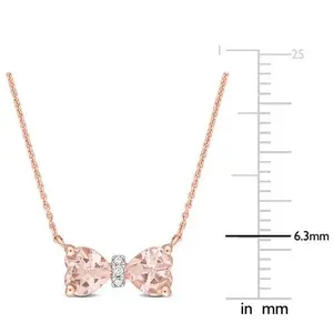 JULIANNA B. 10k Gold Gemstone And Diamond Bow Necklace - Morganite/rose Gold